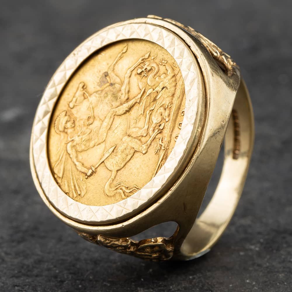 Second Hand 9ct Yellow Gold 1903 Full Sovereign Coin Ring 41201093BND ...