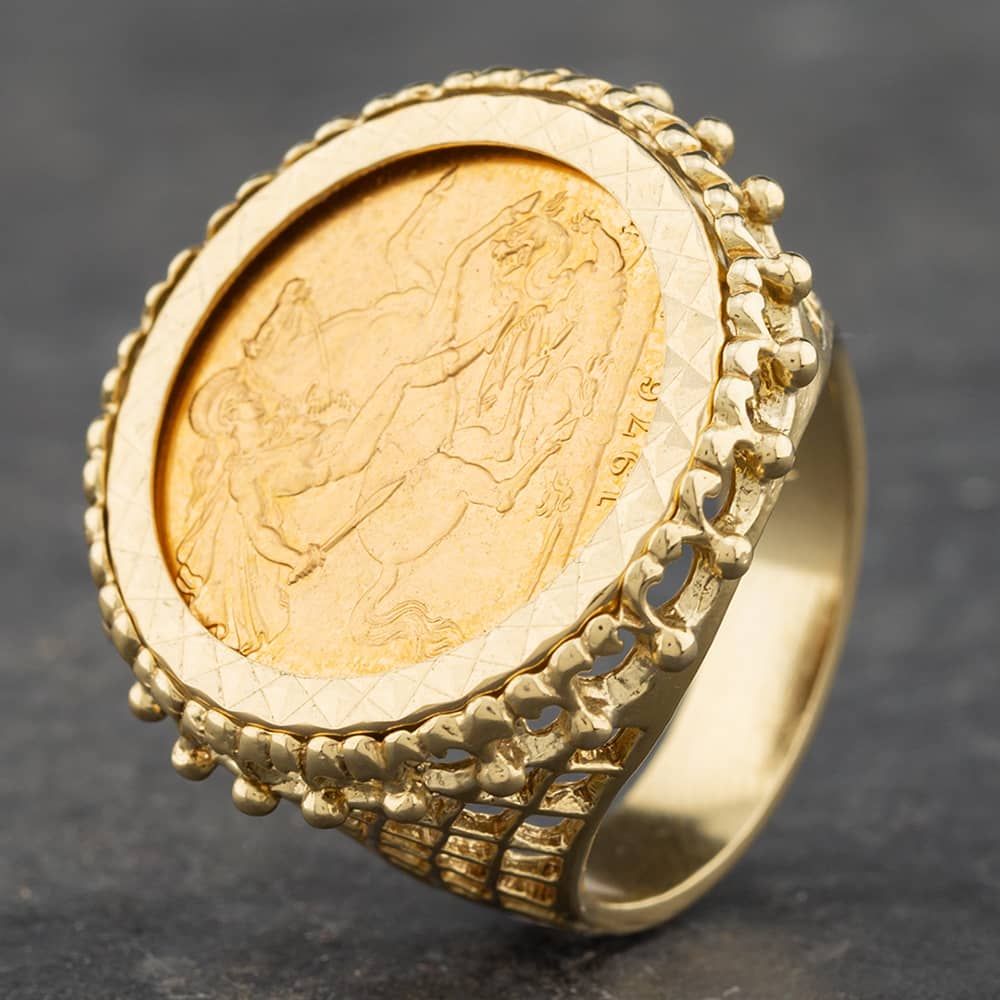 Second Hand 9ct Yellow Gold 1976 Full Sovereign Coin Ring 41201102BND ...