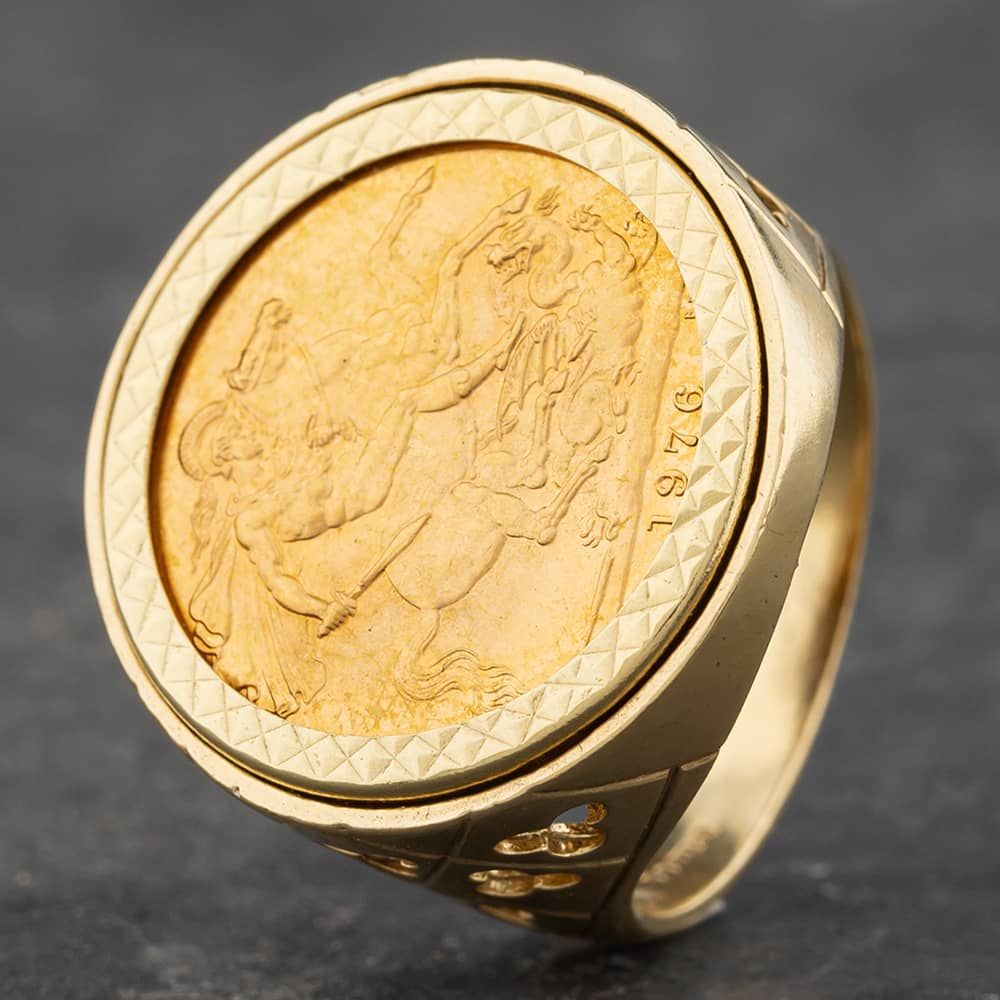 Second Hand 9ct Yellow Gold 1976 Full Sovereign Coin Ring 41201103BND ...