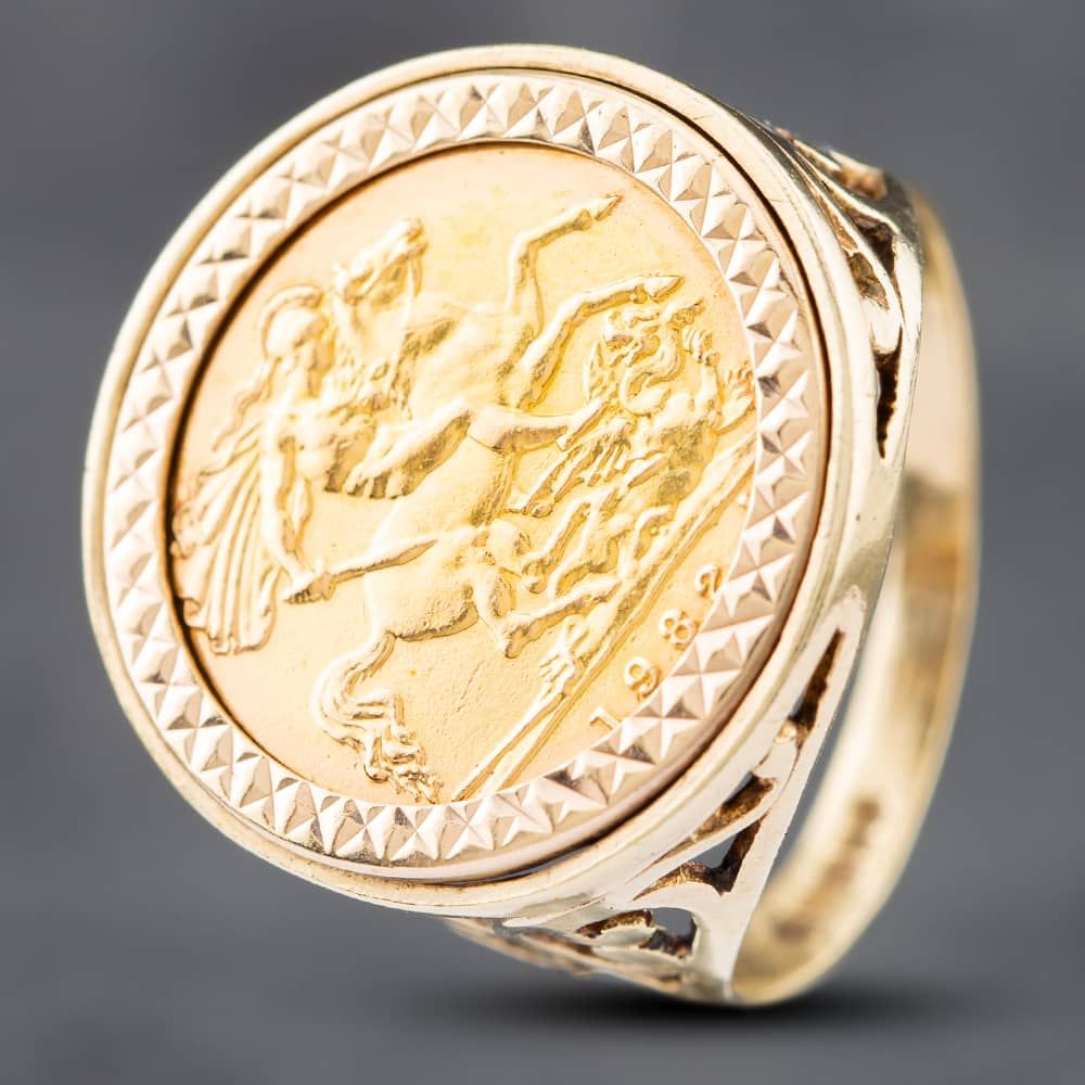 Second Hand Yellow Gold 1982 Half Sovereign Coin Ring 41201121 ...