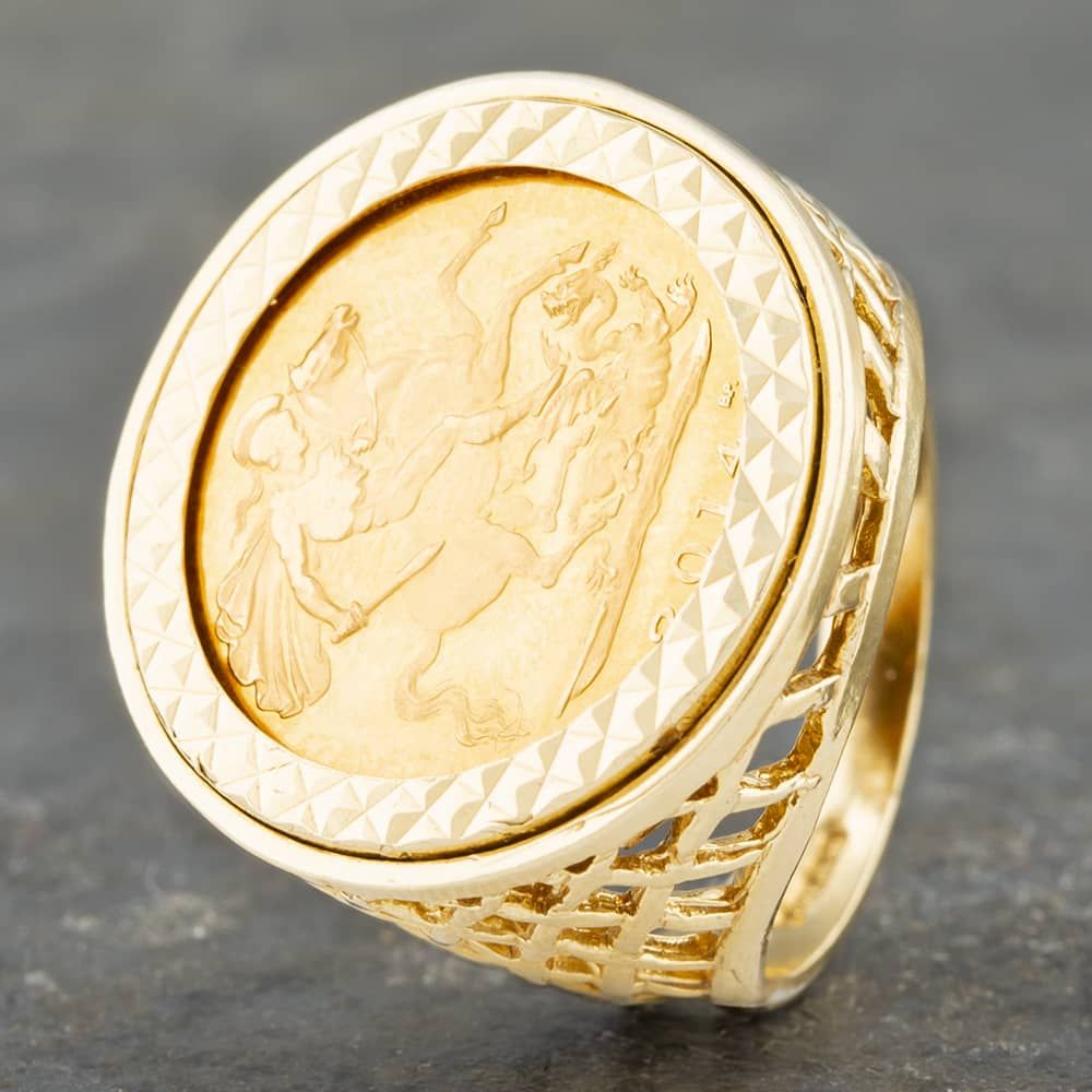 Second Hand 9ct Yellow Gold 2014 Half Sovereign Coin Ring 41201135BND ...
