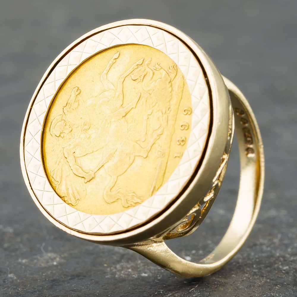 Second Hand 9ct Yellow Gold 1899 Half Sovereign Coin Ring 41201138BND ...