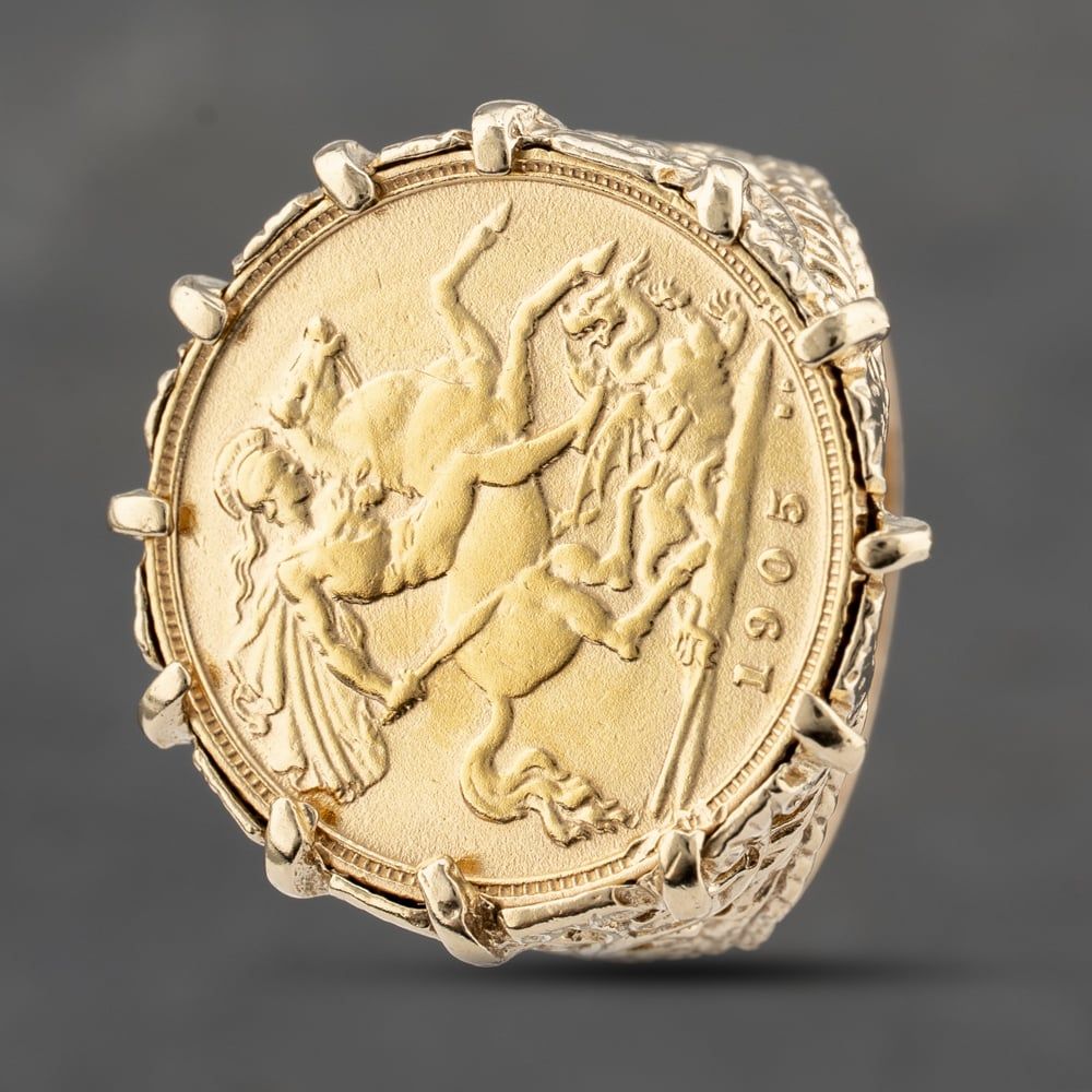 Second Hand Yellow Gold 1905 Half Sovereign Coin Ring 41201213 ...