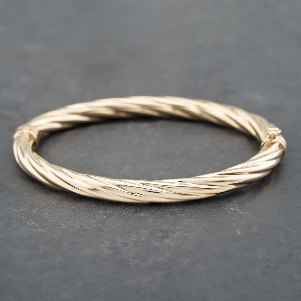 Second Hand 9ct Yellow Gold Twisted Standard Hinged Bangle 41211256 ...