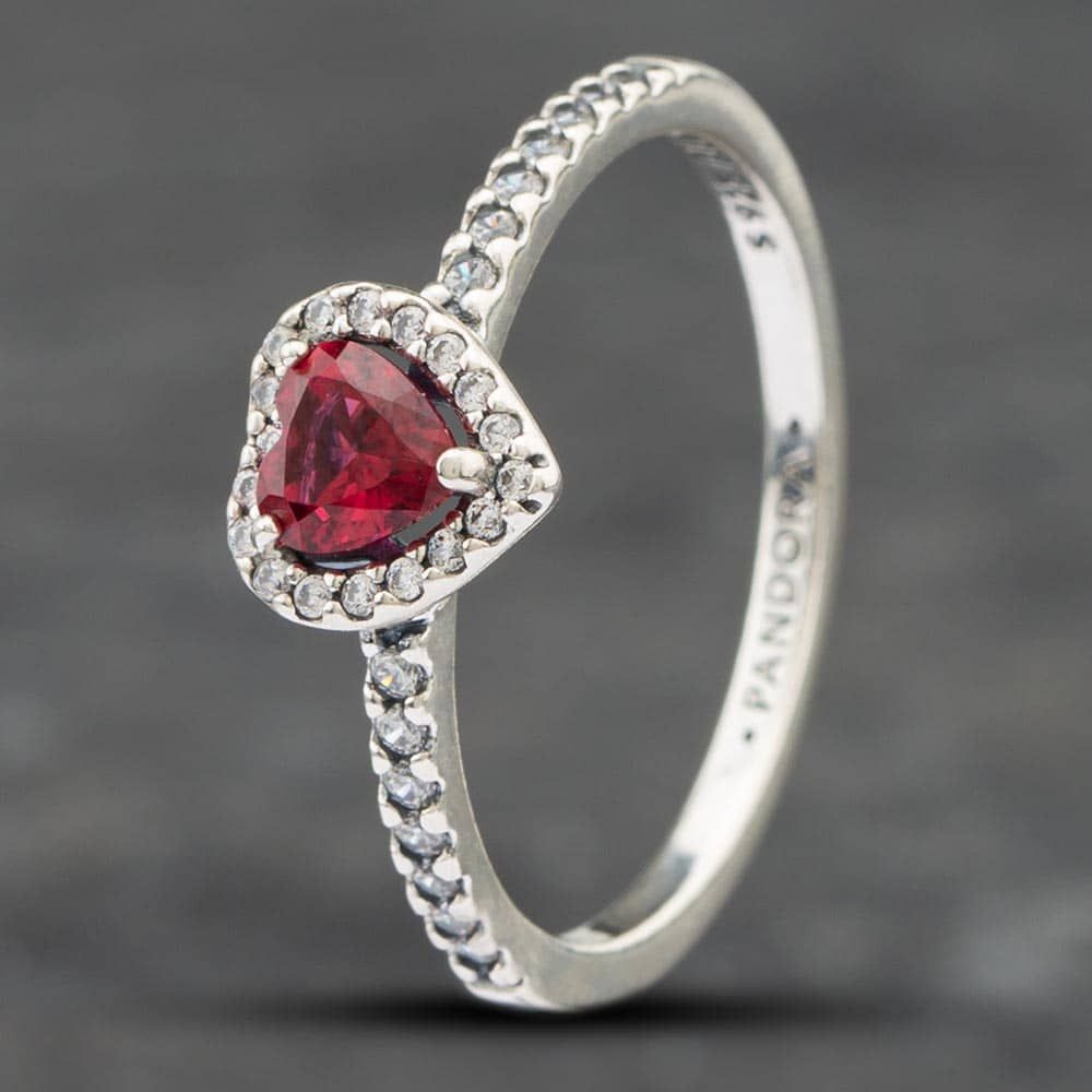 Second Hand Pandora Silver Red And White Cubic Zirconia Elevated Red ...