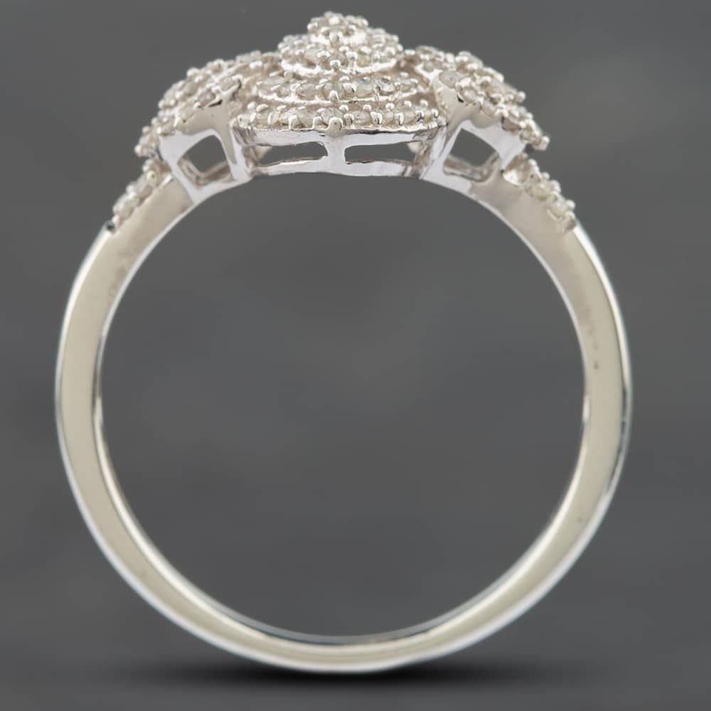 Second Hand Silver Brilliant Cut Diamond Cluster Ring 412501061 ...