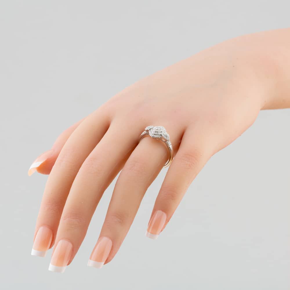 Second Hand Silver Brilliant Cut Diamond Cluster Ring 412501061 ...