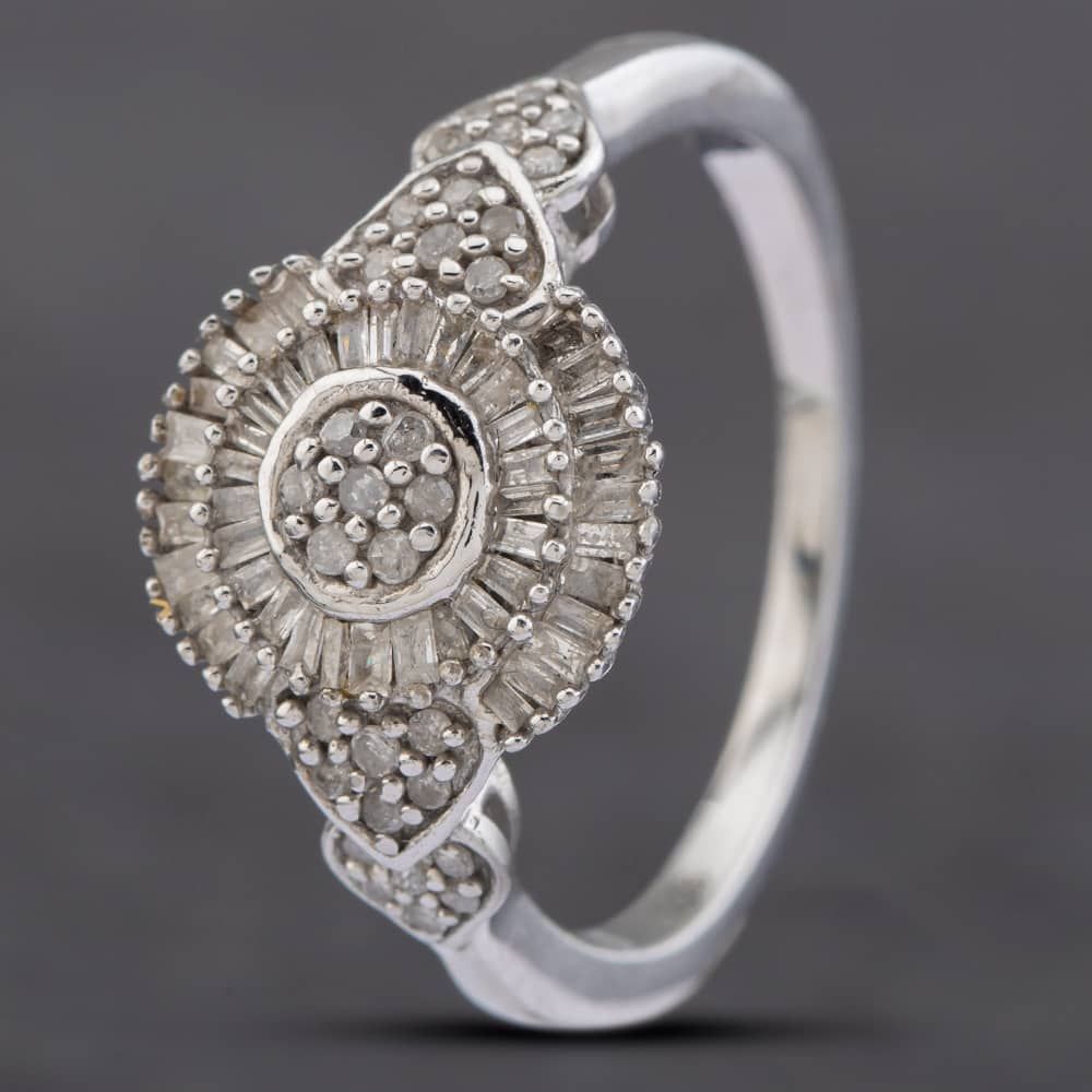 Second Hand Sterling Silver Diamond Cluster Ring - thbaker.co.uk
