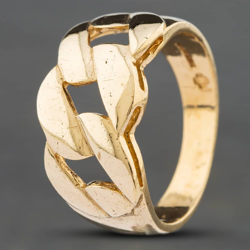 Second Hand 9ct Yellow Gold Curb Signet Ring 41341129 - thbaker.co.uk