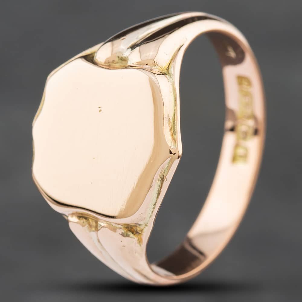 Second Hand Vintage 9ct Rose Gold Shield Shape Signet Ring 41341157 ...