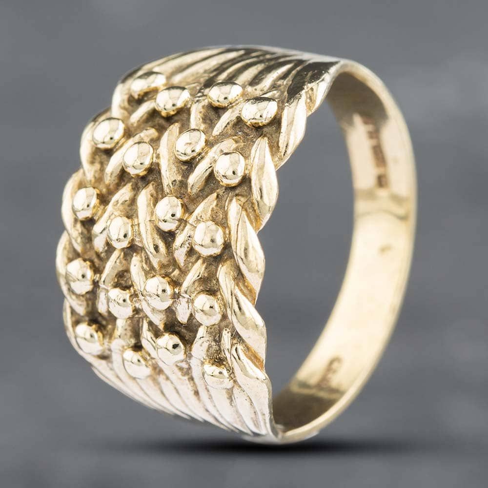 Second Hand Vintage 9ct Yellow Gold 4 Row Keeper Ring 41341209 ...