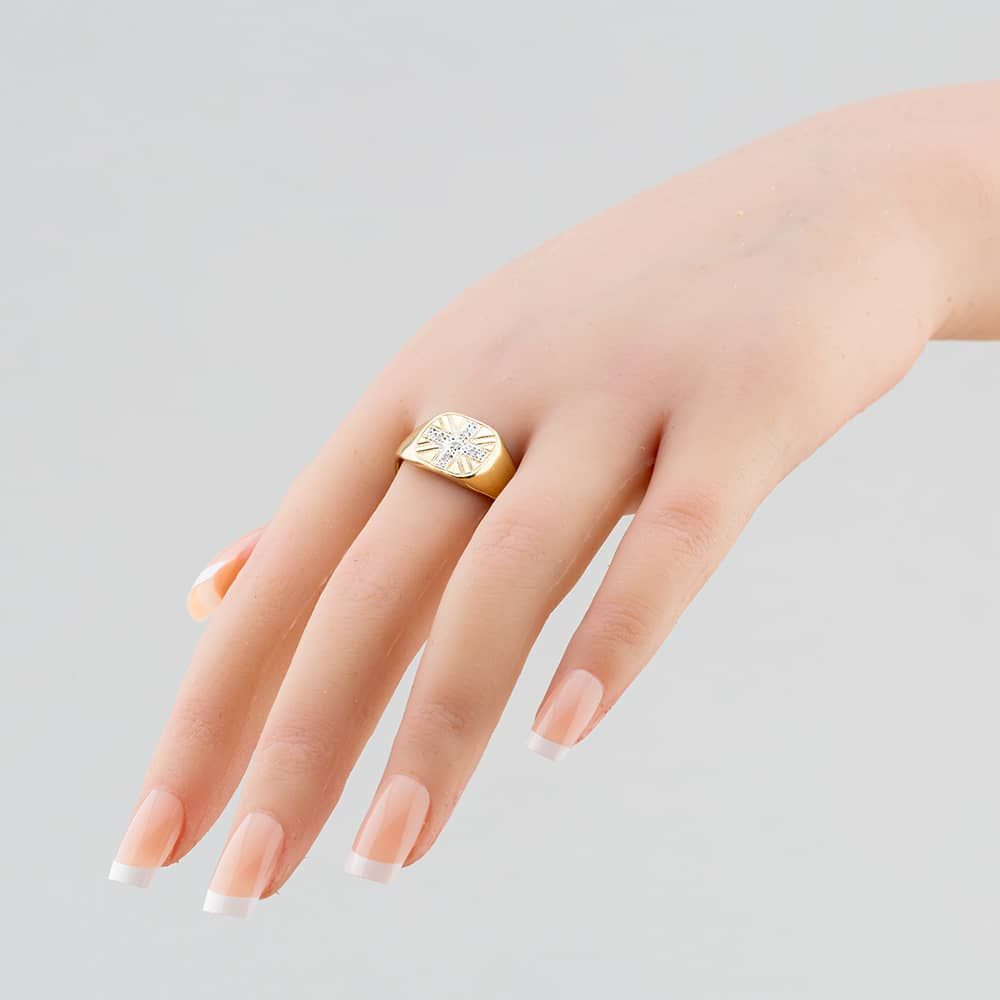 Second Hand 9ct Yellow Gold Diamond Union Jack Signet Ring 41341238 ...