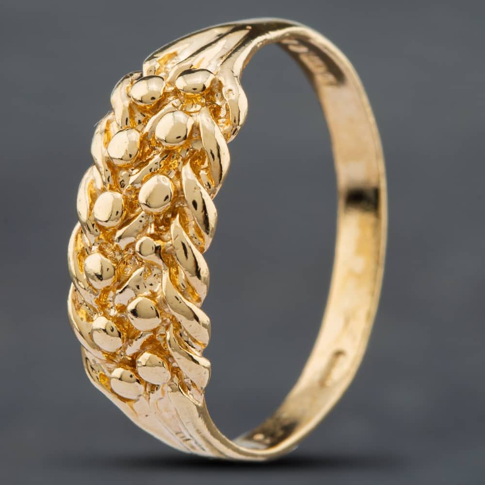 Second Hand 9ct Yellow Gold Two Row Keeper Ring 41341256 - thbaker.co.uk