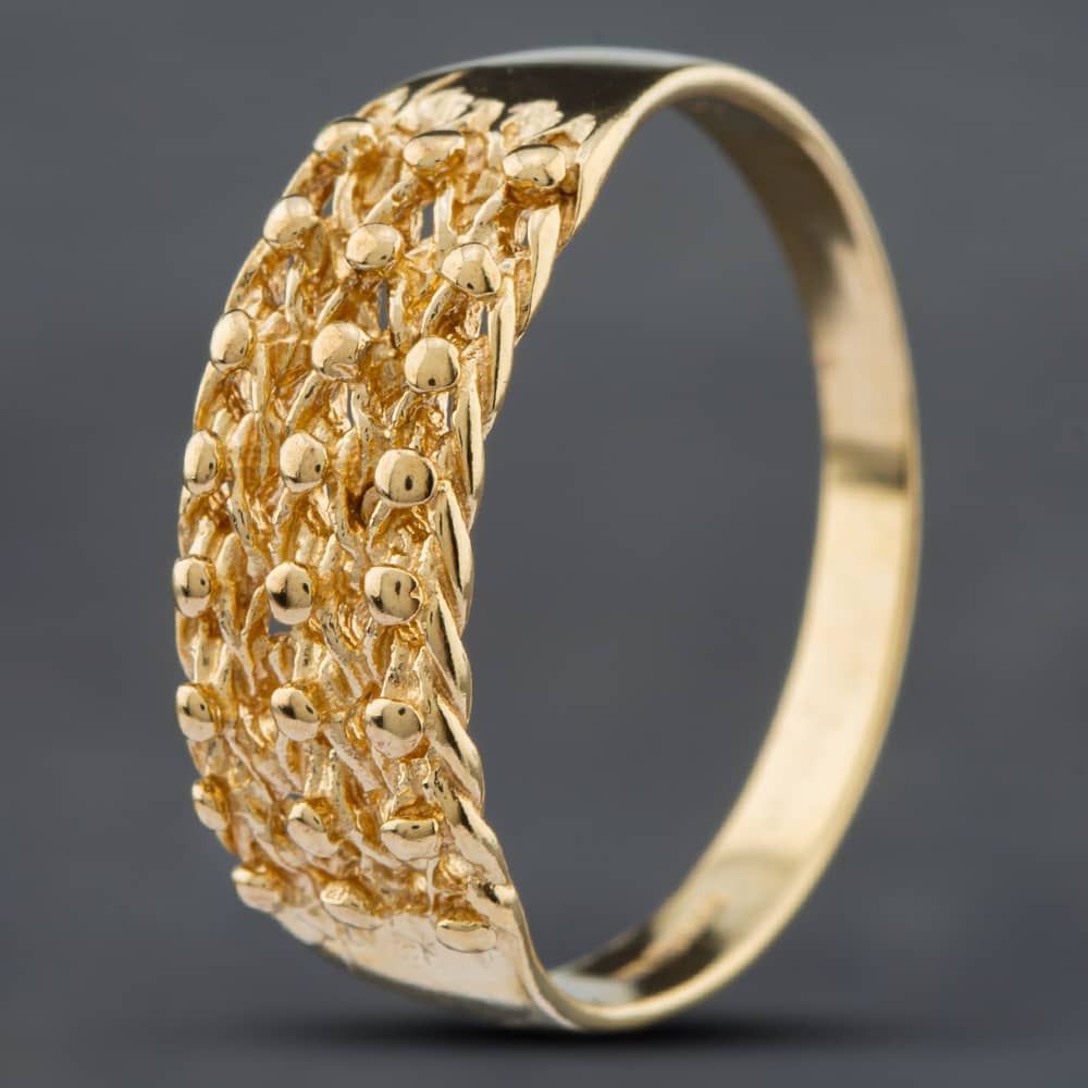 Second Hand 9ct Yellow Gold Three Row Keeper Ring 41341257 - thbaker.co.uk