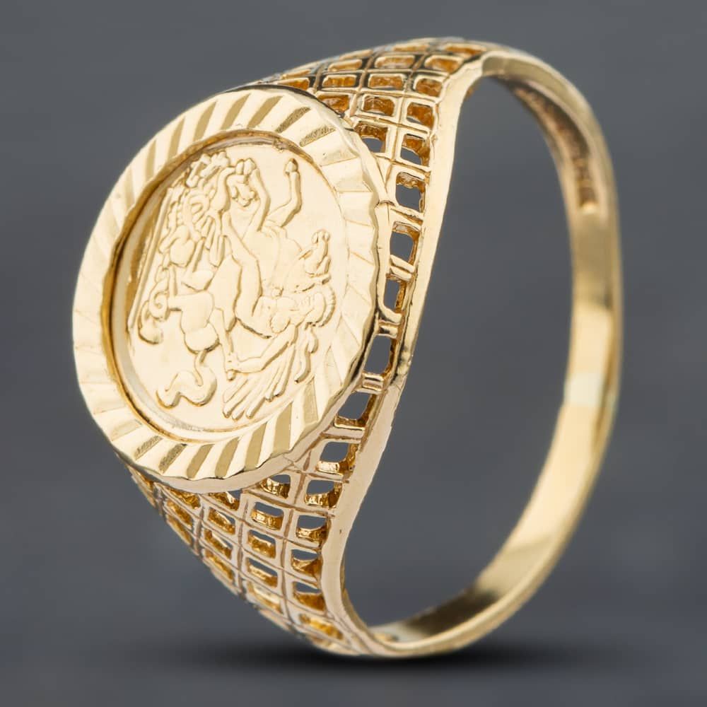 Second Hand 9ct Yellow Gold St George Coin Ring 41341263 - thbaker.co.uk
