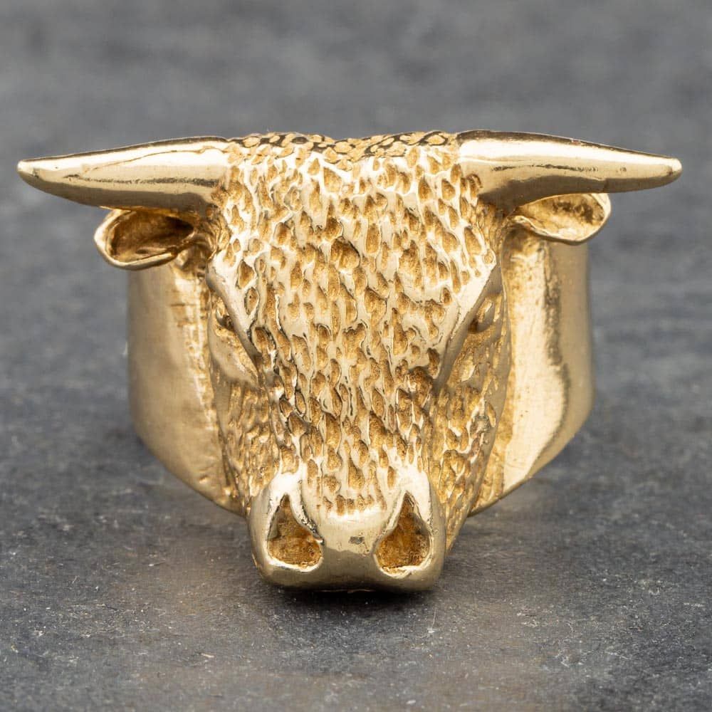 Second Hand 9ct Yellow Gold Taurus Bull Signet Ring 41341308 - thbaker ...
