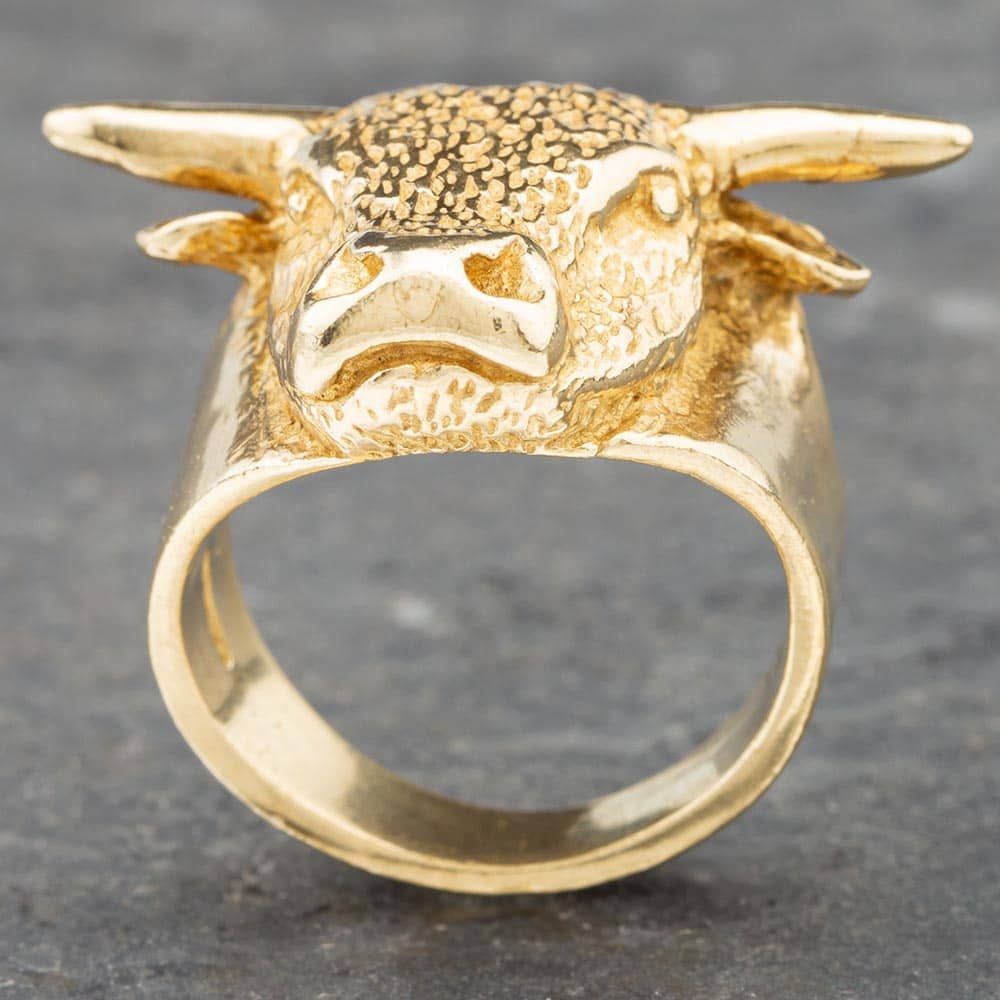 Second Hand 9ct Yellow Gold Taurus Bull Signet Ring 41341308 - thbaker ...
