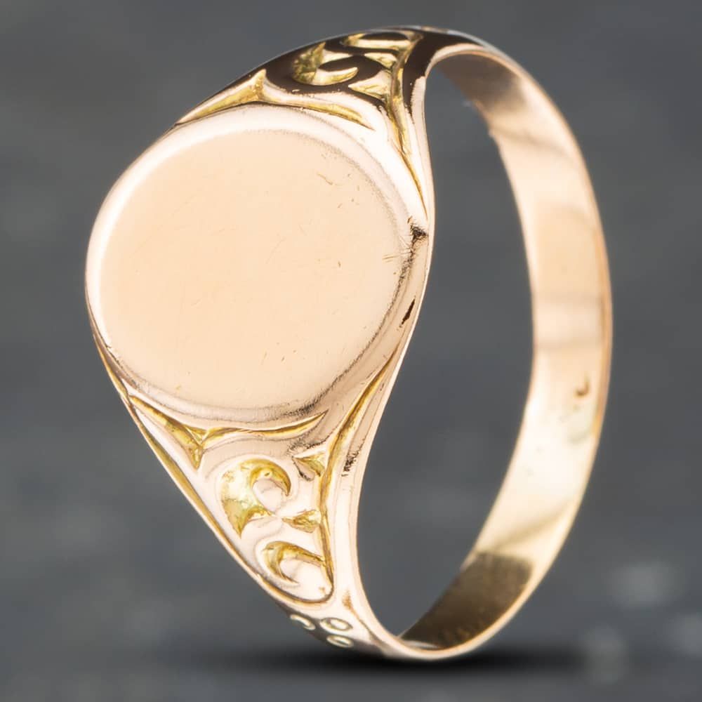 Second Hand Rose Gold Plain Oval Signet Ring 41341326 - thbaker.co.uk