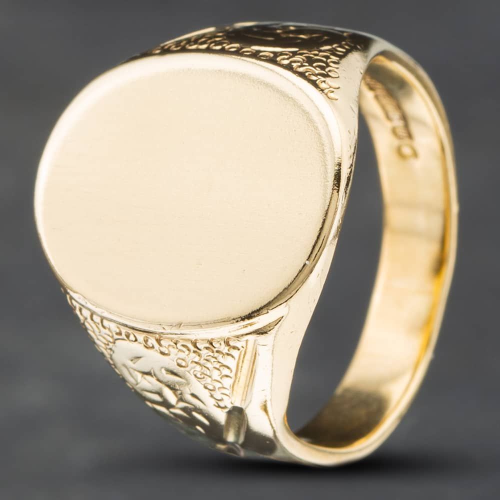 Second Hand 9ct Yellow Gold Large Plain Oval Signet Ring 41341330 ...