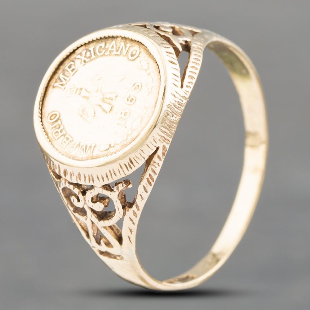 Second Hand 9ct Yellow Gold Peso Signet Ring 41341647 - thbaker.co.uk
