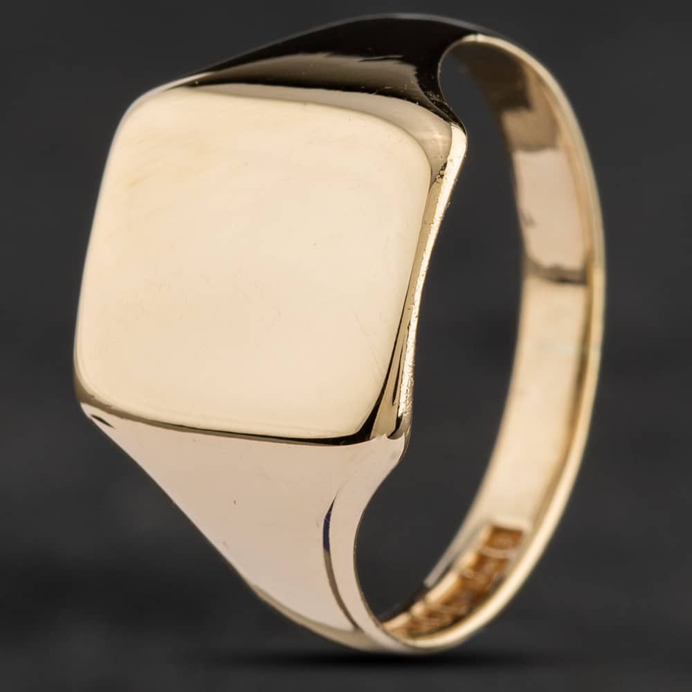 Second Hand Vintage 9ct Yellow Gold Plain Oblong Signet Ring 4134832 ...