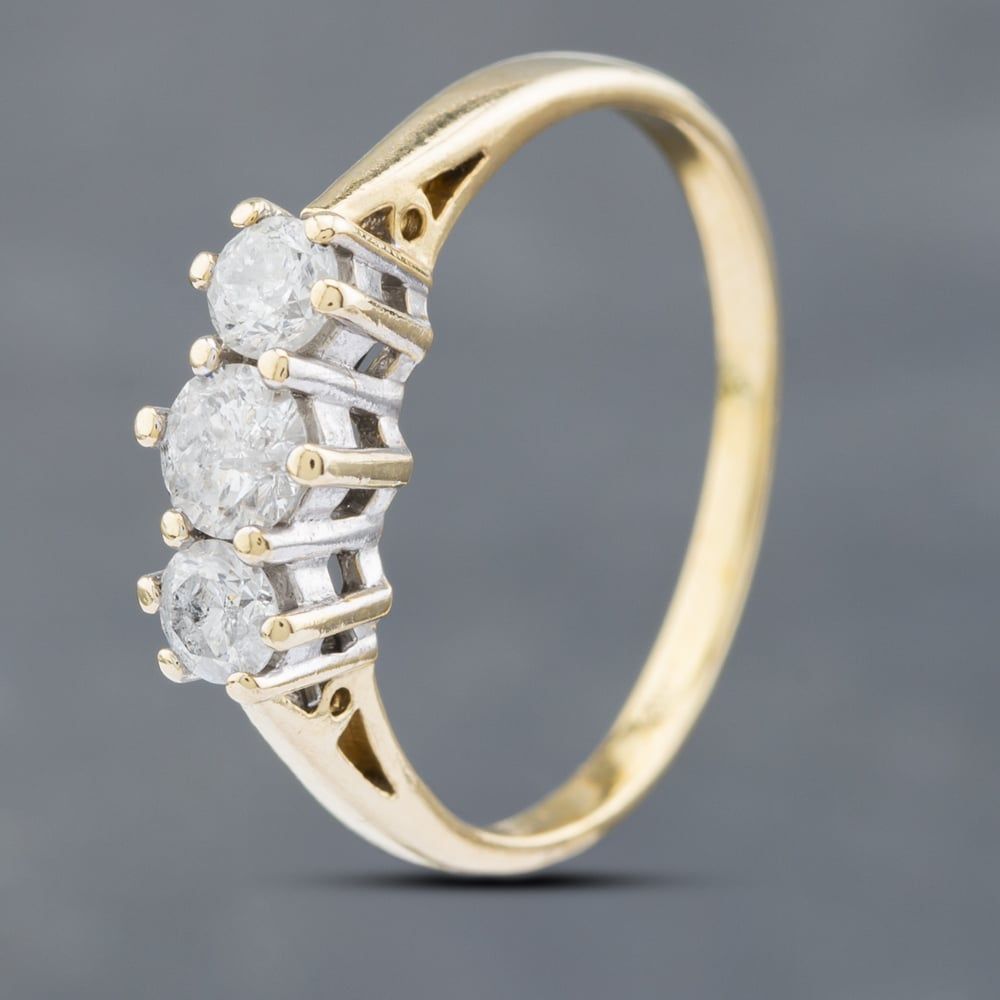 Second Hand 9ct Yellow Gold Diamond Three Stone Ring 41382514 - thbaker ...