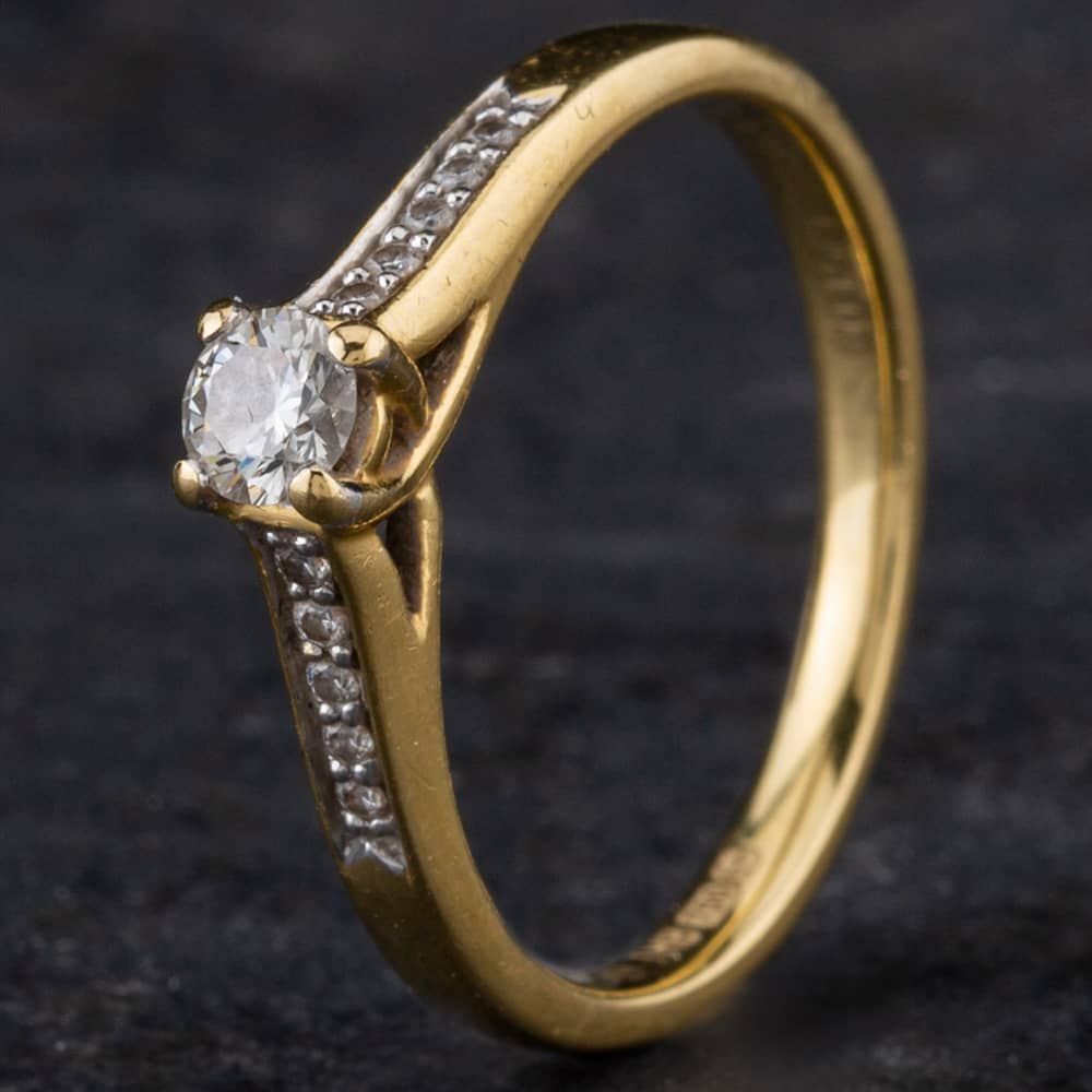 Second Hand 18ct Yellow Gold Diamond Solitaire Ring - thbaker.co.uk