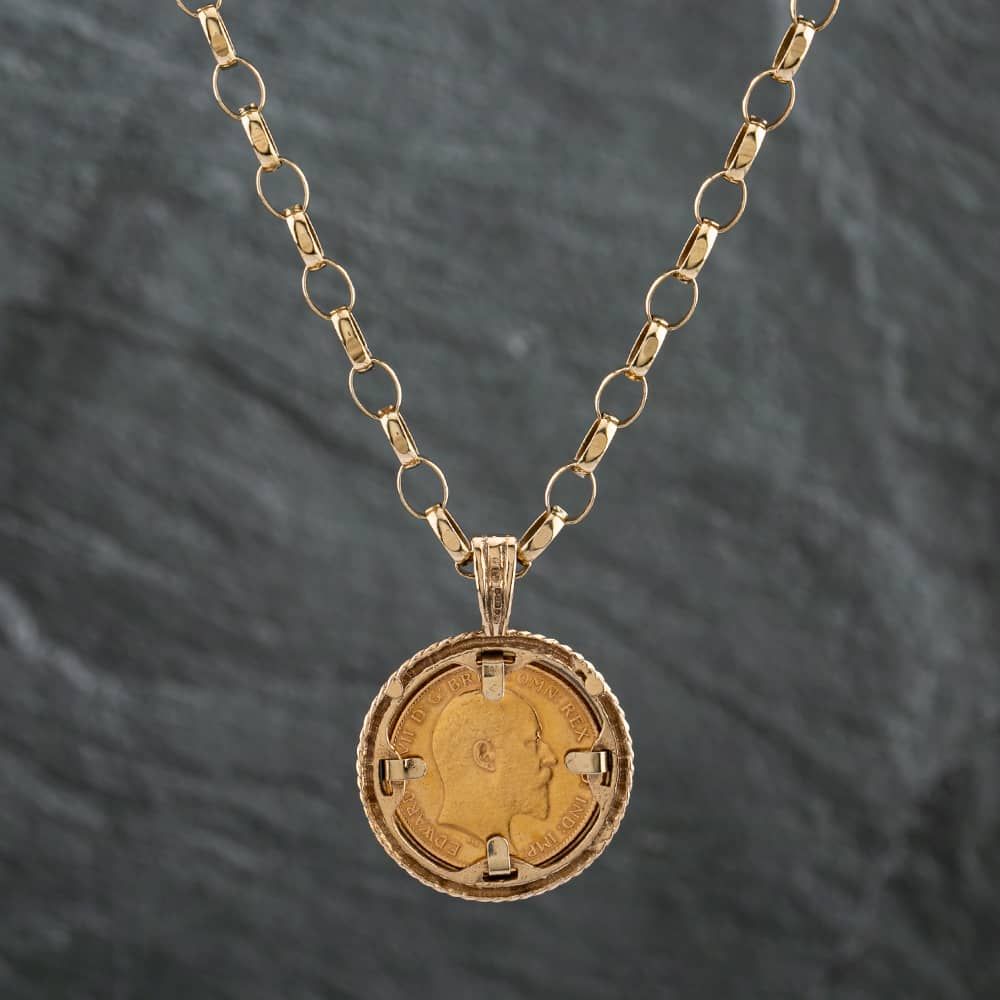 Second Hand 9ct Yellow Gold 1910 Half Sovereign Pendant & 18 Inch ...
