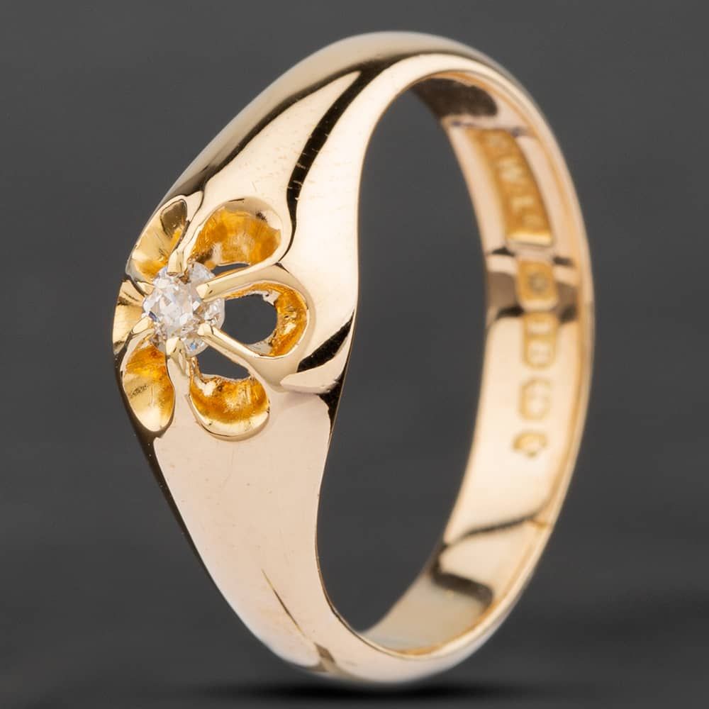Second Hand 18ct Yellow Gold Diamond Set Vintage Solitaire Ring ...