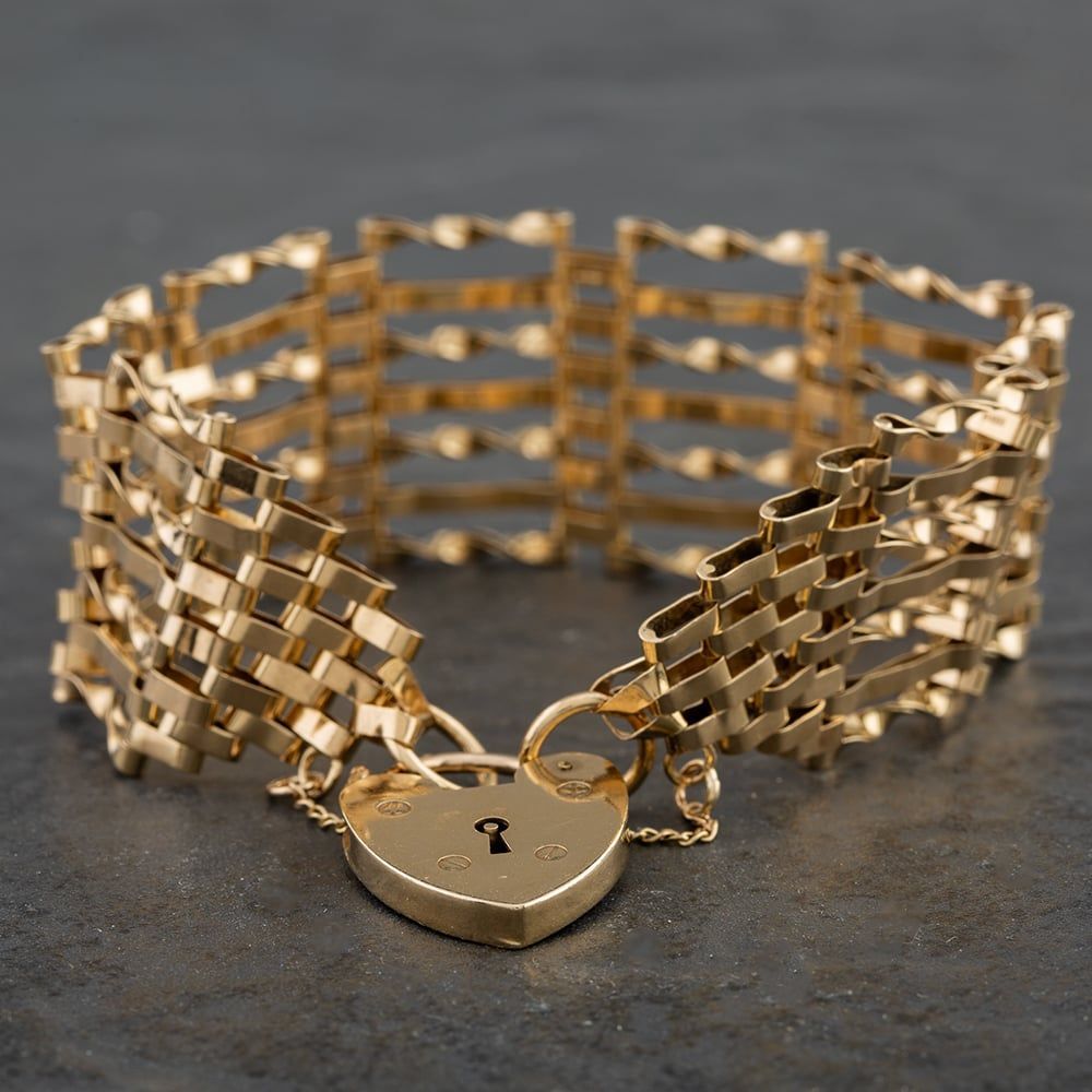 Second Hand 9ct Yellow Gold Seven Bar Gate Bracelet - thbaker.co.uk
