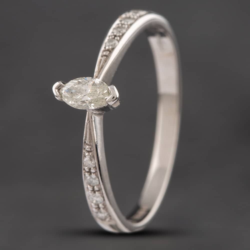 Second Hand 18ct White Gold Marquise Cut Diamond Solitaire Ring ...