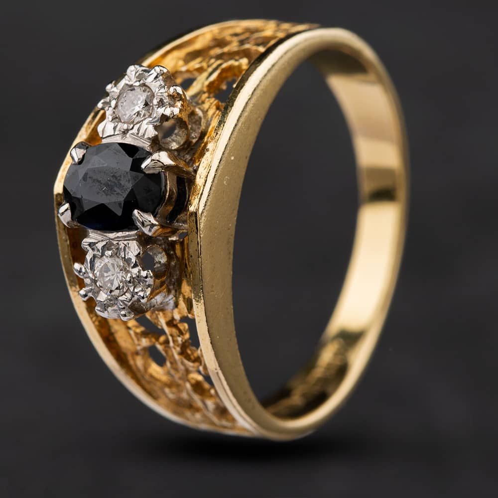 Second Hand 18ct Gold Sapphire & Diamond Cluster Ring - thbaker.co.uk