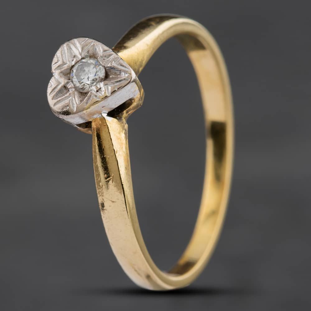 Second Hand 18ct Gold Diamond Heart Shaped Solitaire Ring - thbaker.co.uk
