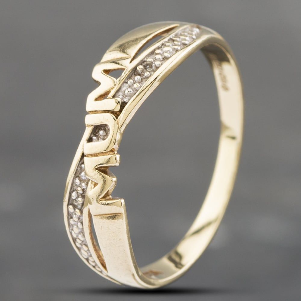 Second Hand 9ct Yellow Gold Diamond Crossover Mum Dress Ring 41671443 ...
