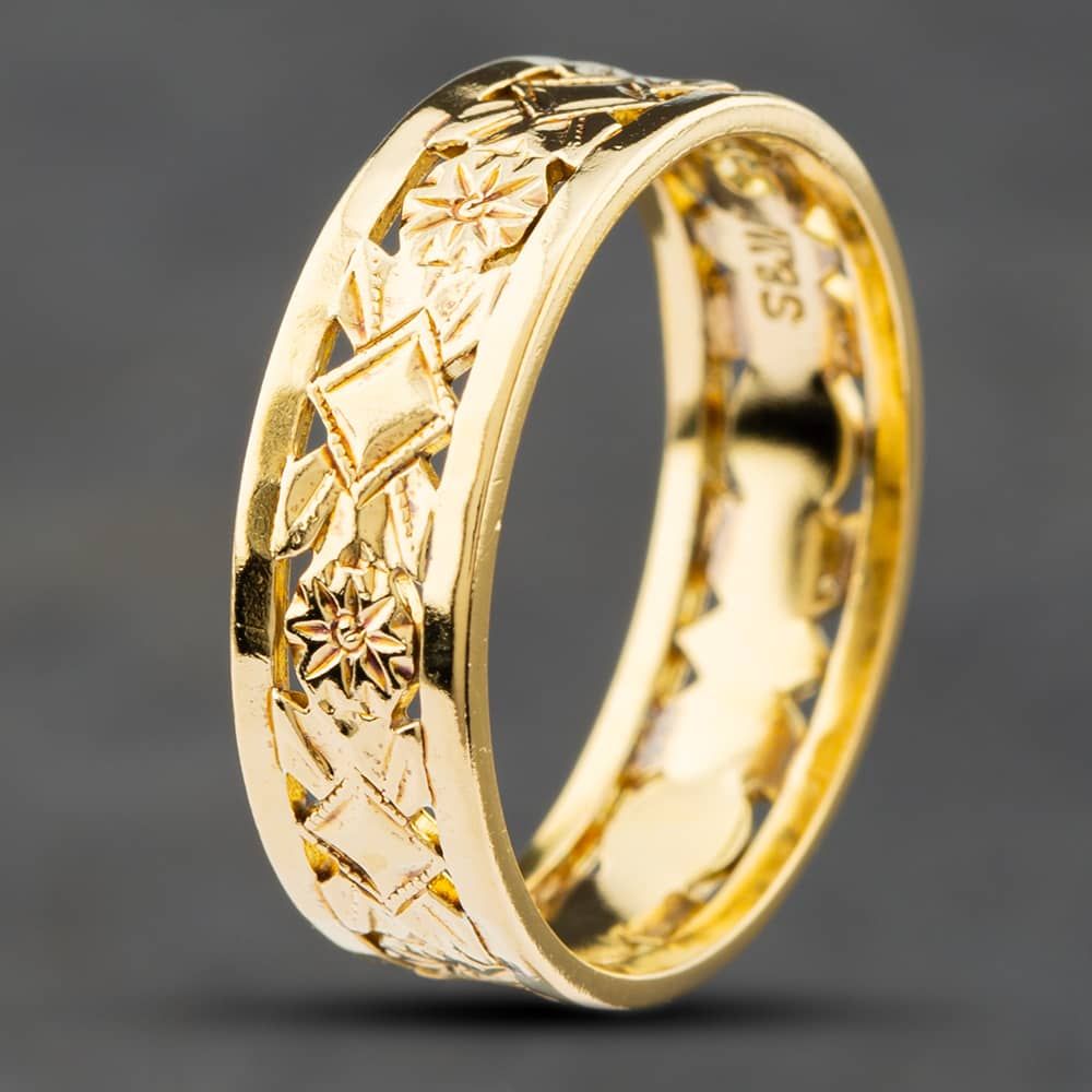Second Hand Vintage 9ct Yellow Gold 6mm Patterned Wedding Ring 41871113 ...