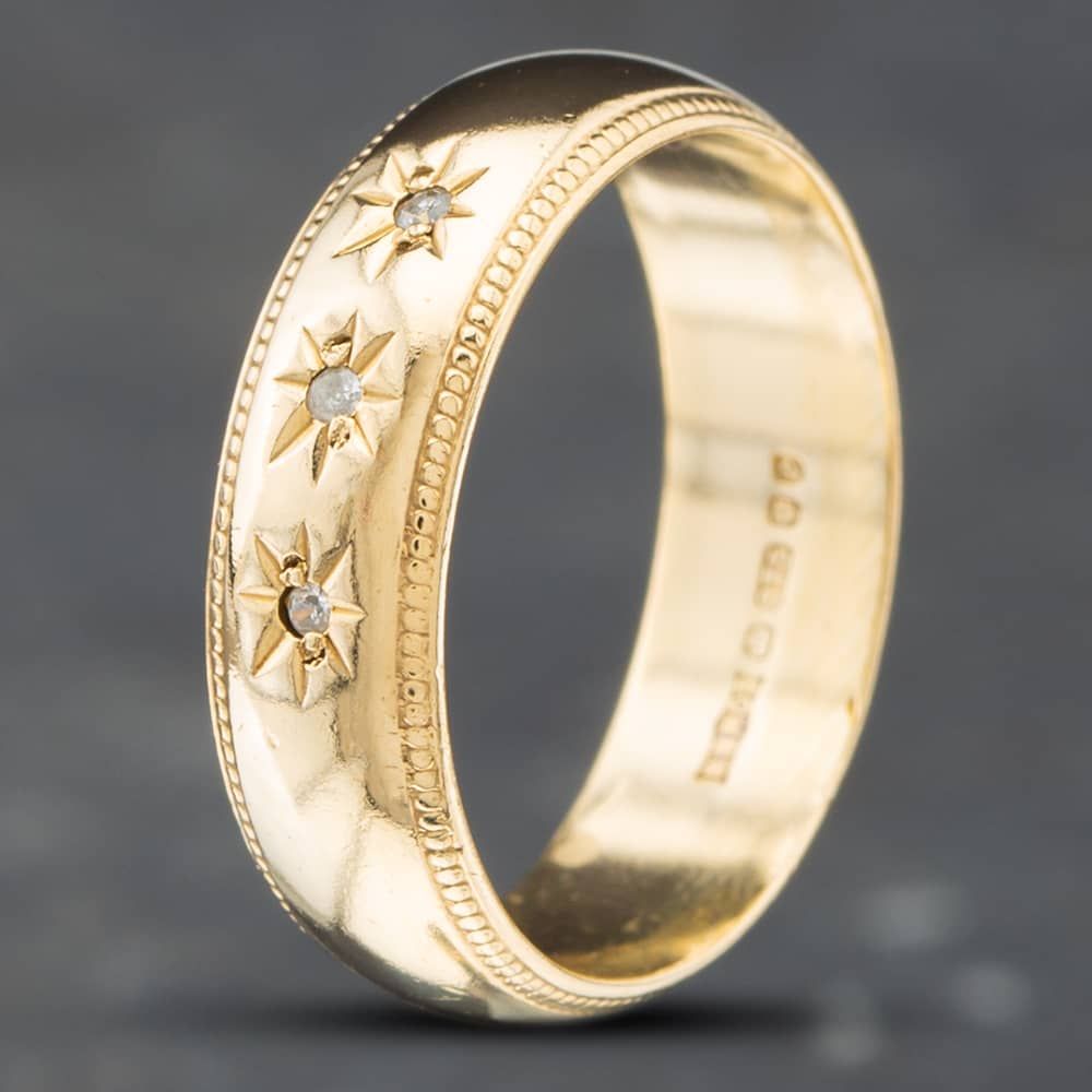 Second Hand 9ct Yellow Gold Diamond Three Wedding Ring 41871192 ...