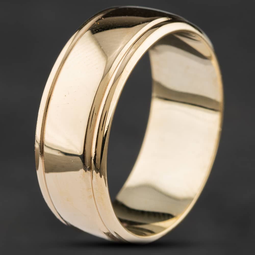 Second Hand 9ct Yellow Gold 8mm Patterned Wedding Ring - thbaker.co.uk