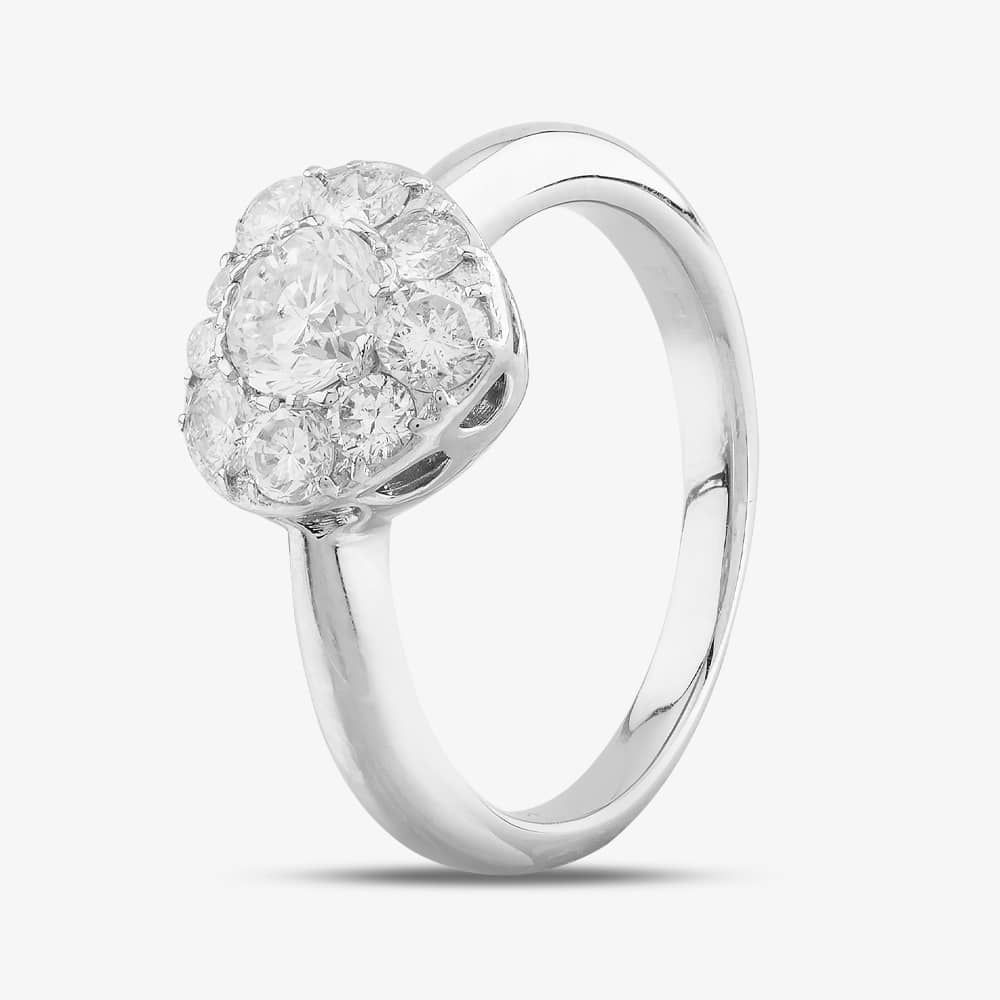 Second Hand Platinum 1.00ct Brilliant Diamond Heart Cluster Ring ...