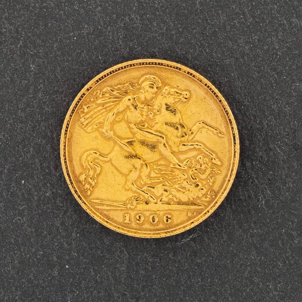 Second Hand Yellow Gold 1906 Half Sovereign Coin 47011015 - thbaker.co.uk