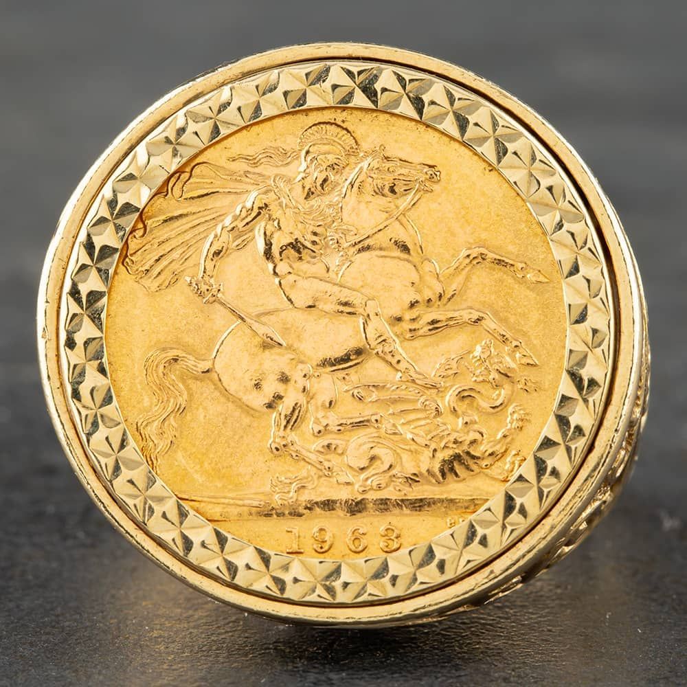 Second Hand 9ct Yellow Gold 1963 Full Sovereign Coin Ring 41201006BND ...
