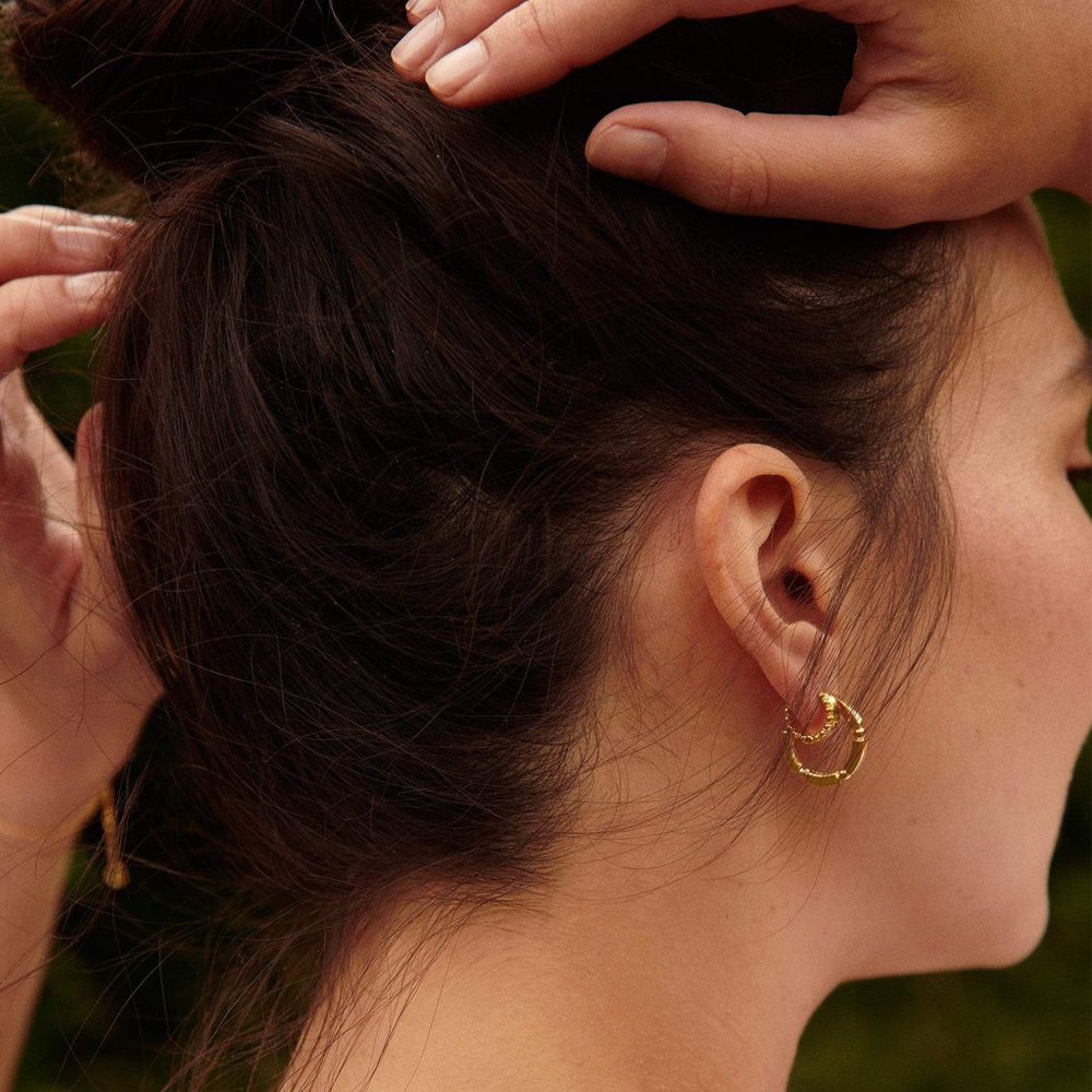 Daisy London EB8007_GP Stacked Gold Plated Chunky Hoops - thbaker.co.uk